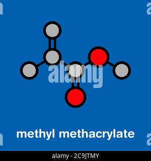 Methyl methacrylate molecule, poly(methyl methacrylate) or acrylic ...
