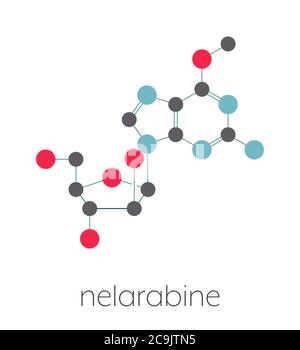 Nelarabine leukemia drug molecule. Stylized skeletal formula (chemical ...