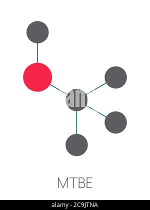 Methyl tert-butyl ether (MTBE, tBME) gasoline additive molecule ...