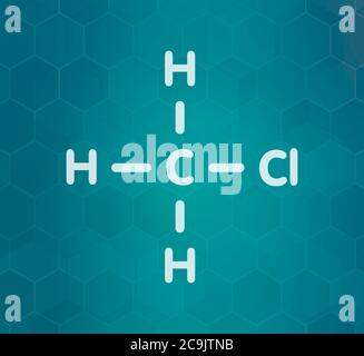Chloromethane (methyl chloride) molecule Atoms are represented as ...