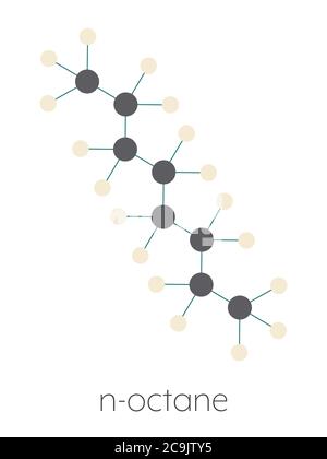 Octane. Molecular model of the hydrocarbon and alkane liquid octane (C8 ...