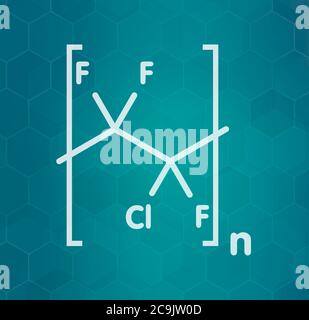 Polychlorotrifluoroethylene (PCTFE) polymer, chemical structure ...