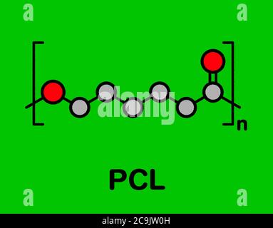 Polycaprolactone (PCL) biodegradable polyester, chemical structure ...
