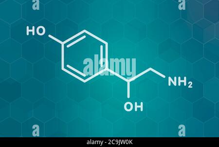 Octopamine stimulant drug molecule (sympathomimetic agent). Blue ...