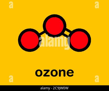 Ozone (trioxygen, O3) molecule, chemical structure. Skeletal formula ...