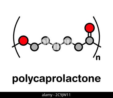 Polycaprolactone (PCL) biodegradable polyester, chemical structure ...