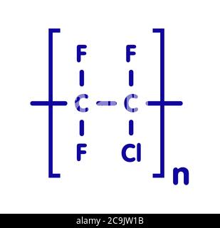 Polychlorotrifluoroethylene (PCTFE) polymer, chemical structure ...