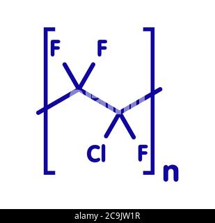 Polychlorotrifluoroethylene (PCTFE) polymer, chemical structure ...