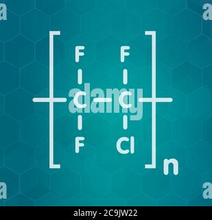 Polychlorotrifluoroethylene (PCTFE) polymer, chemical structure ...