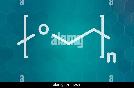 Polyethylene glycol (PEG), chemical structure. Forms of PEG are used as ...