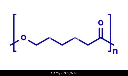 Polycaprolactone (PCL) biodegradable polyester, chemical structure ...