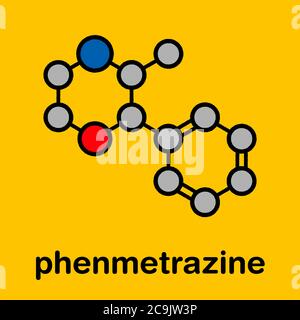 Phenmetrazine stimulant drug molecule (amphetamine class). Used as ...