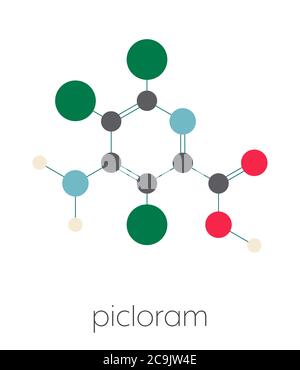 Picloram herbicide molecule. Stylized skeletal formula (chemical ...