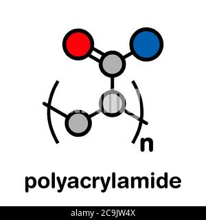 Polyacrylamide (PAM) polymer, chemical structure. Stylized skeletal ...