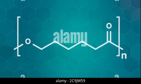 Polycaprolactone (PCL) biodegradable polyester, chemical structure ...