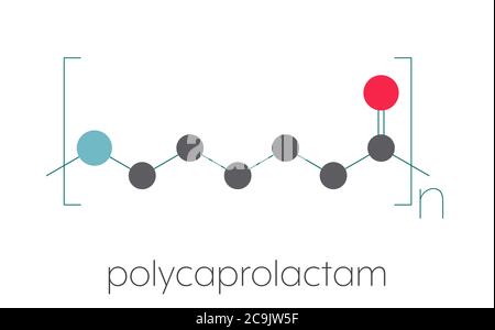 Polycaprolactam (nylon 6) polymer, chemical structure. Polyamide ...