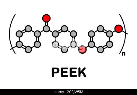 Polyether ether ketone (PEEK) polymer, chemical structure. Stylized ...