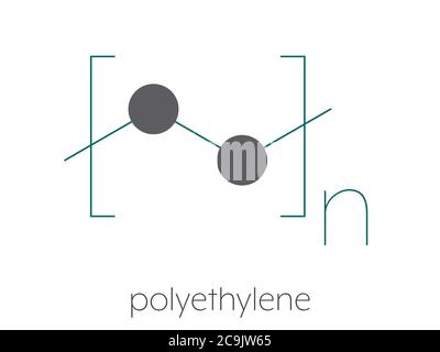 Polyethylene (PE, polythene, polyethene) plastic, chemical structure ...