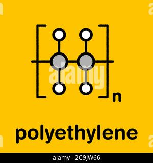 Polyethylene (PE, polythene, polyethene) plastic, chemical structure ...