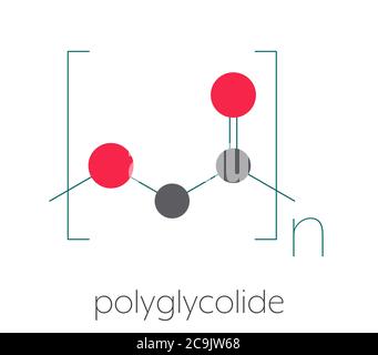 Polyglycolide (PGA) biodegradable polymer. Stylized skeletal formula ...