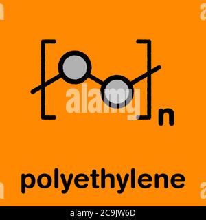 Polyethylene (PE, polythene, polyethene) plastic, chemical structure ...