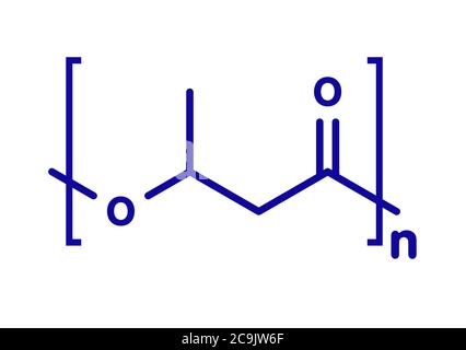Polyhydroxybutyrate (PHB) biodegradable plastic, chemical structure ...