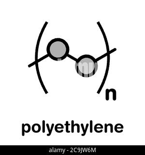 Polyethylene (PE, polythene, polyethene) plastic, chemical structure ...