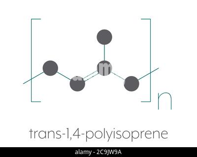 Trans-1,4-polyisoprene polymer, chemical structure. Main component of ...