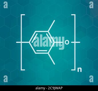 Poly(p-phenylene oxide) (PPO) polymer, chemical structure. Also known ...