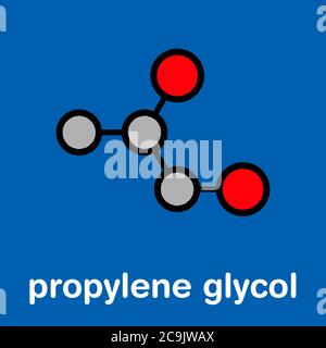 Propylene glycol (1,2-propanediol) molecule. Used as solvent in ...