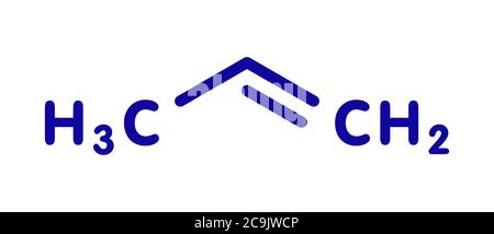 Chemical structure of propylene (propene), polypropylene (PP ...