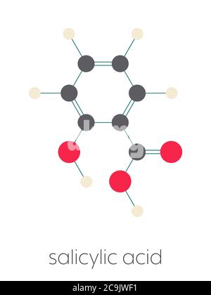 Salicylic acid molecule. Used in cosmetics, in dermatological medicines ...