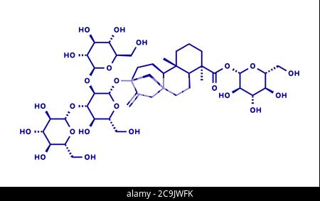 Steviol, chemical formula and skeletal structure. A diterpene, first ...