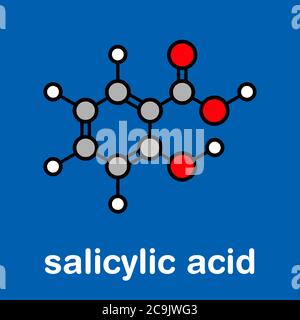 Salicylic acid molecule. Used in cosmetics, in dermatological medicines ...