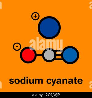 Sodium cyanate, chemical structure. Stylized skeletal formula (chemical ...