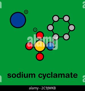 Sodium cyclamate artificial sweetener molecule. Atoms are represented ...