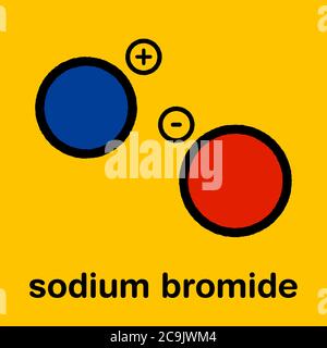 Sodium bromide salt, chemical structure. Stylized skeletal formula ...