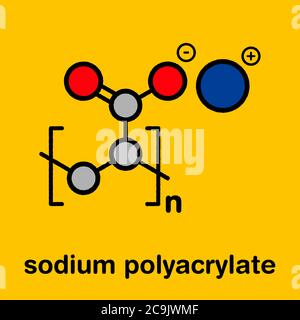 Sodium polyacrylate polymer, chemical structure. Superabsorbent polymer ...