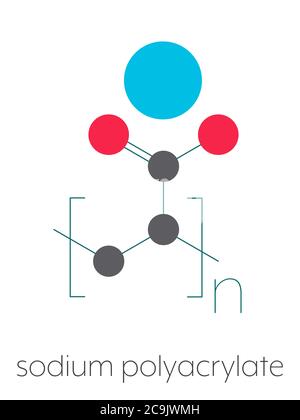 Sodium polyacrylate polymer, chemical structure. Superabsorbent polymer ...