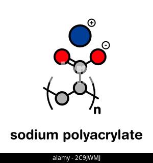 Sodium polyacrylate polymer, chemical structure. Superabsorbent polymer ...