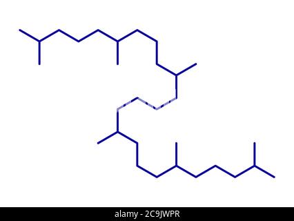 Squalane molecule. Saturated compound, derived from squalene. Used in ...