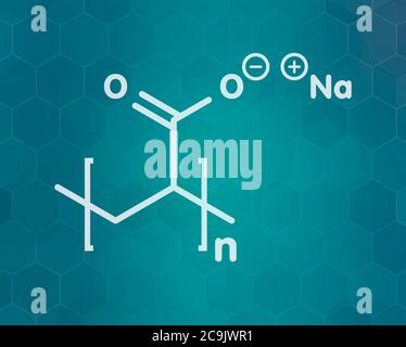 Sodium polyacrylate polymer, chemical structure. Superabsorbent polymer ...