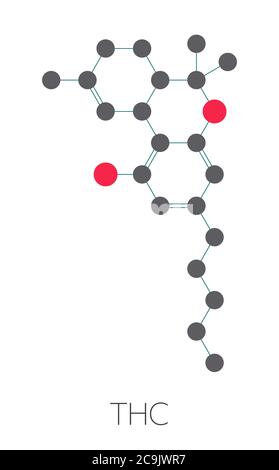 THC (delta-9-tetrahydrocannabinol, dronabinol) cannabis drug molecule ...