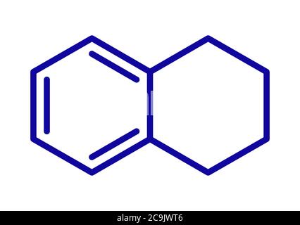 Tetralin solvent molecule. White skeletal formula on dark teal gradient ...