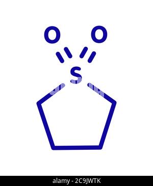Sulfolane industrial solvent molecule Atoms are represented as spheres ...