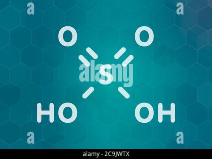 Sulfuric acid (H2SO4) strong mineral acid molecule. Atoms are Stock ...
