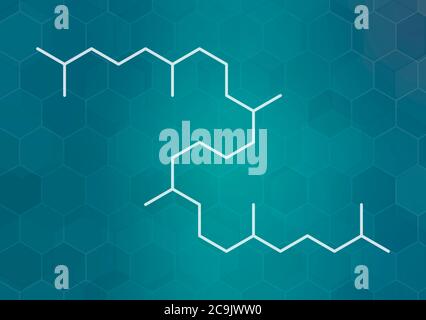 Squalane molecule. Saturated compound, derived from squalene. Used in ...