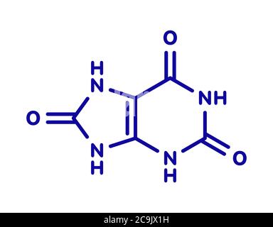 Hypoxanthine, chemical formula and skeletal structure. Naturally ...