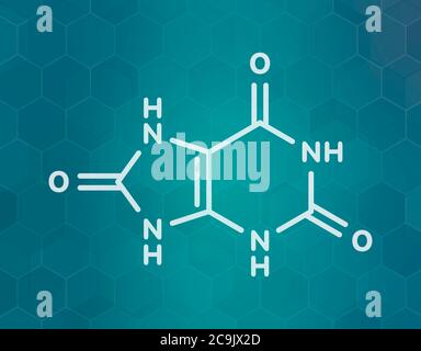 Hypoxanthine, chemical formula and skeletal structure. Naturally ...