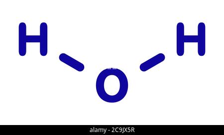 Water (H2O) molecule. White skeletal formula on dark teal gradient ...